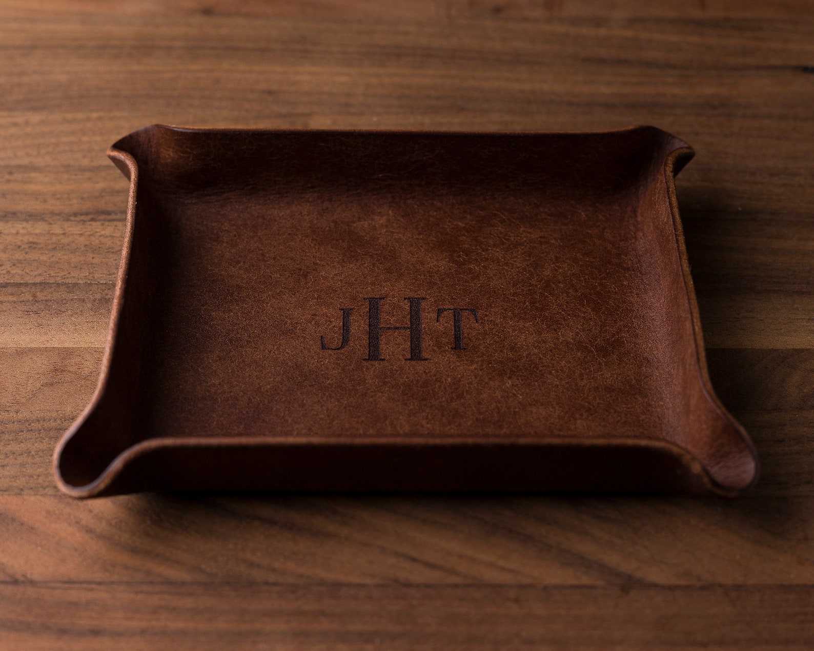 Large Monogram Leather Ring Dish custom Leather Catchall - Etsy