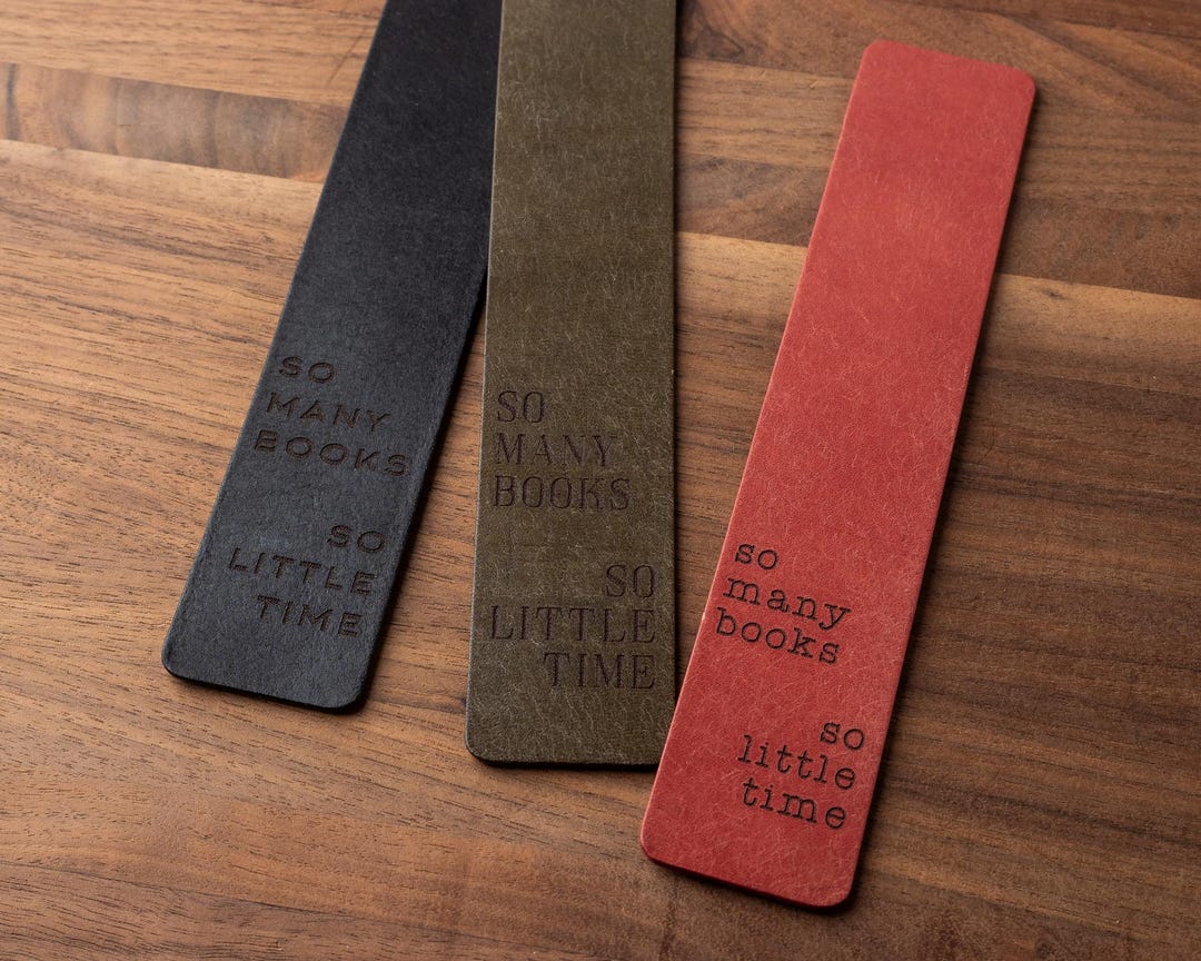 So Many Books Leather Bookmark (custom Leather Bookmark, Personalized ...
