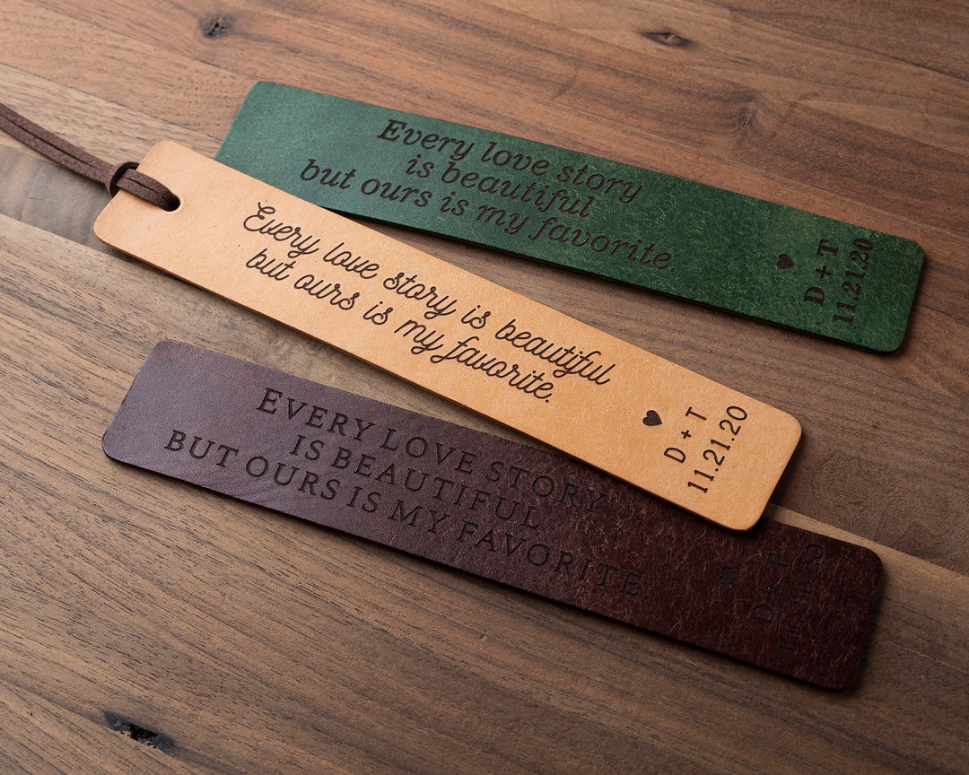 My Favorite Love Story Leather Bookmark custom Leather Bookmark ...