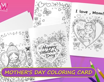 PRINTABLE Mothers Day Coloring Cards for Kids Mothers Day Cards Color ...