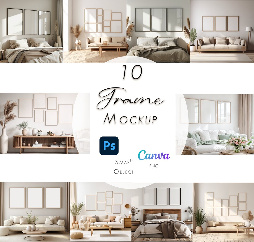 Artwork Frame Mockup, Livingroom Mockup, Gallery Wall Mockup, Picture ...