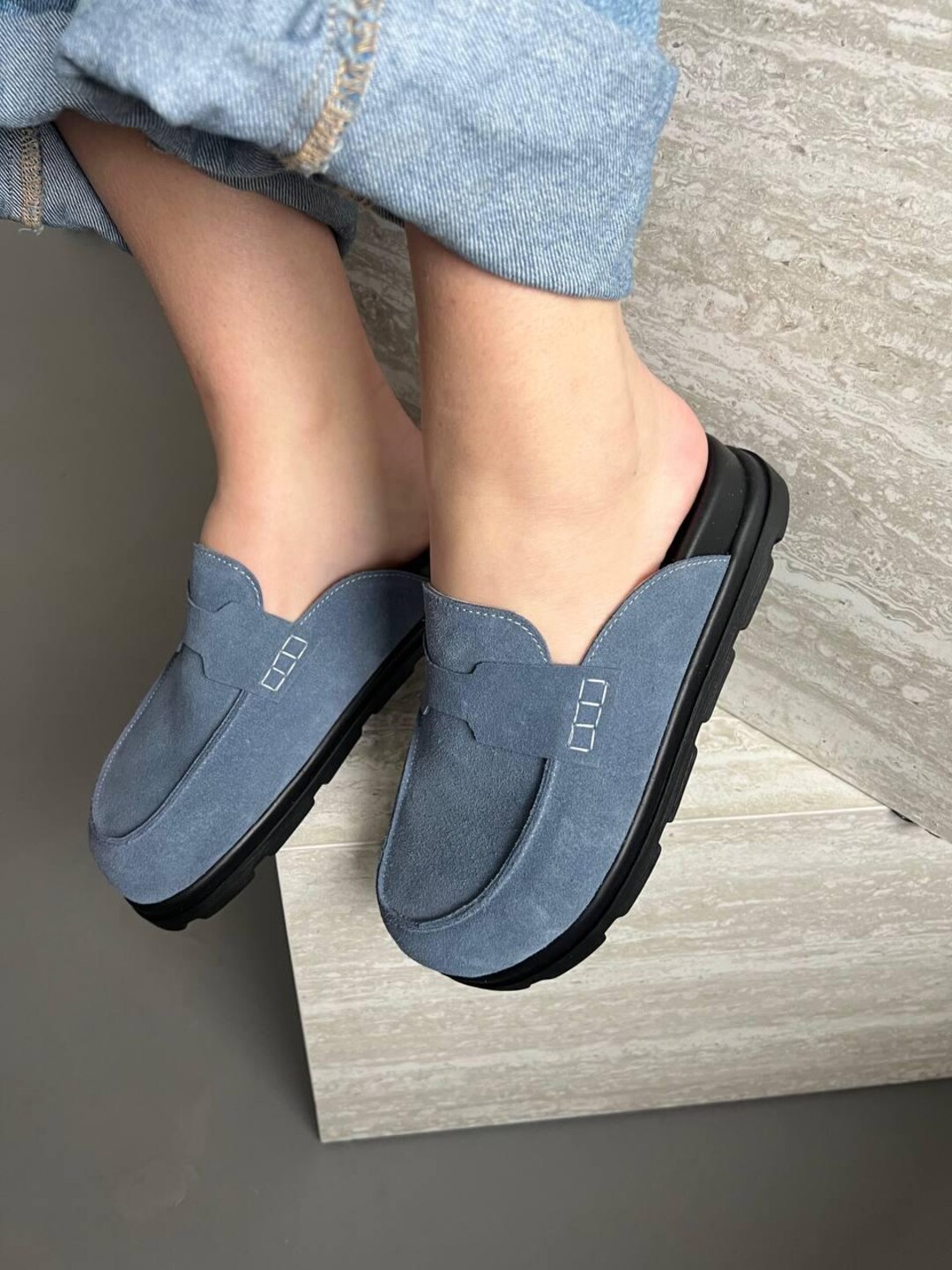 Blue Suede Clogs: Anatomical Barefoot Orthopedic Shoes - Etsy