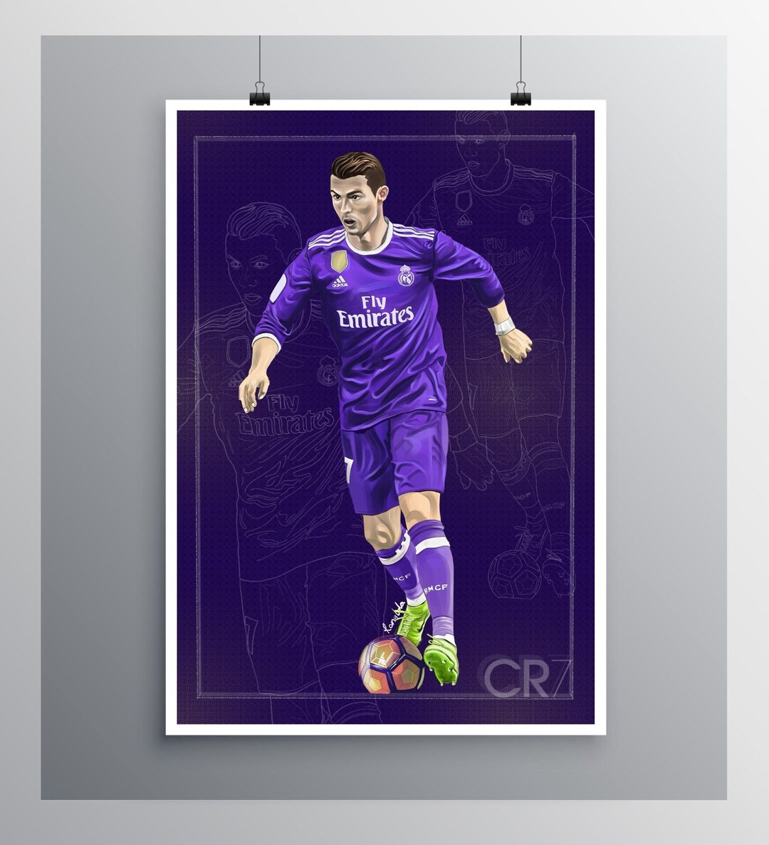 Football Player Digital Illustrations - 2 Colorful Posters - Etsy