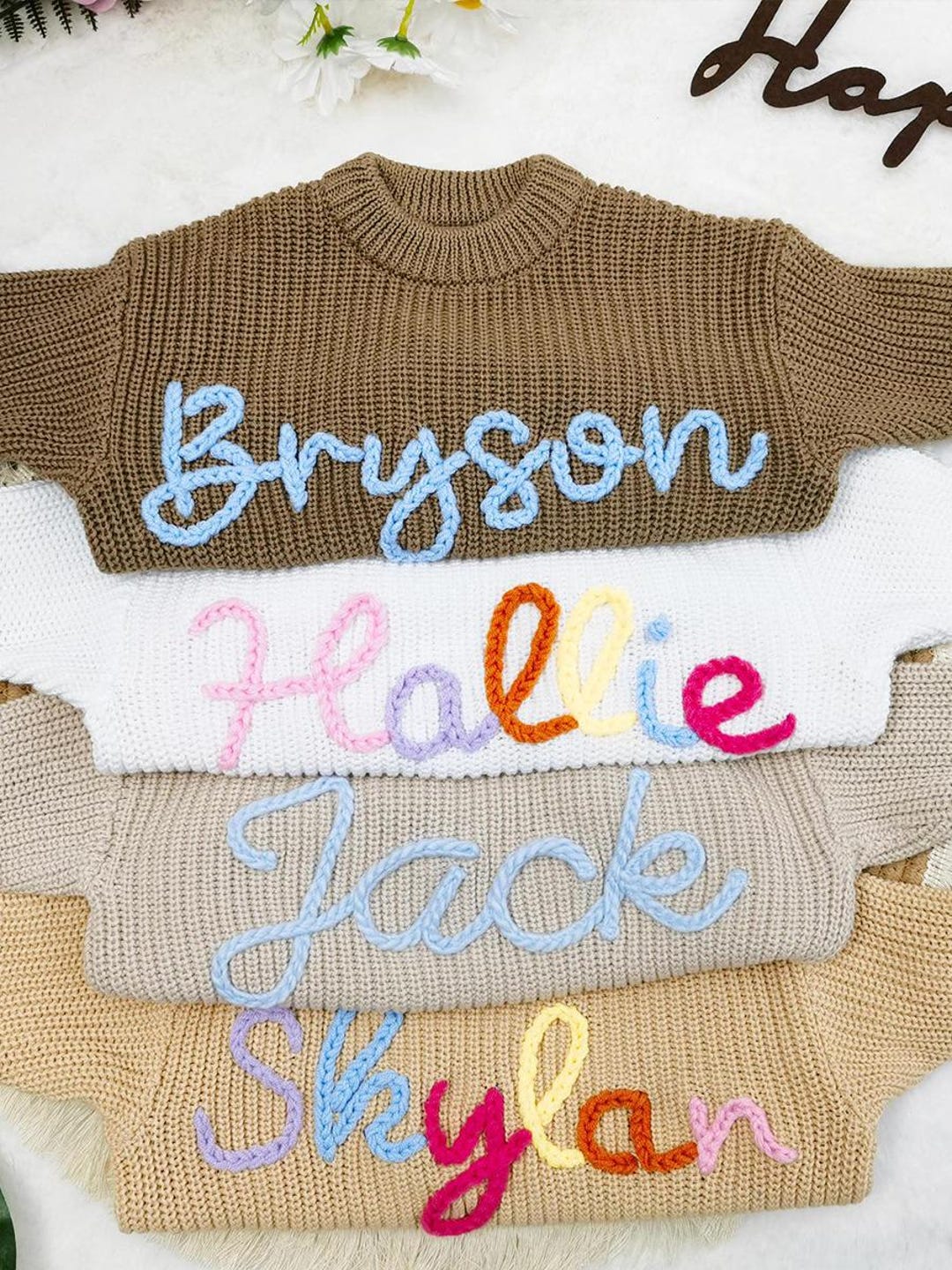 Personalized Baby Sweater With Name, Custom Name Knit Jumper, Baby Girl ...