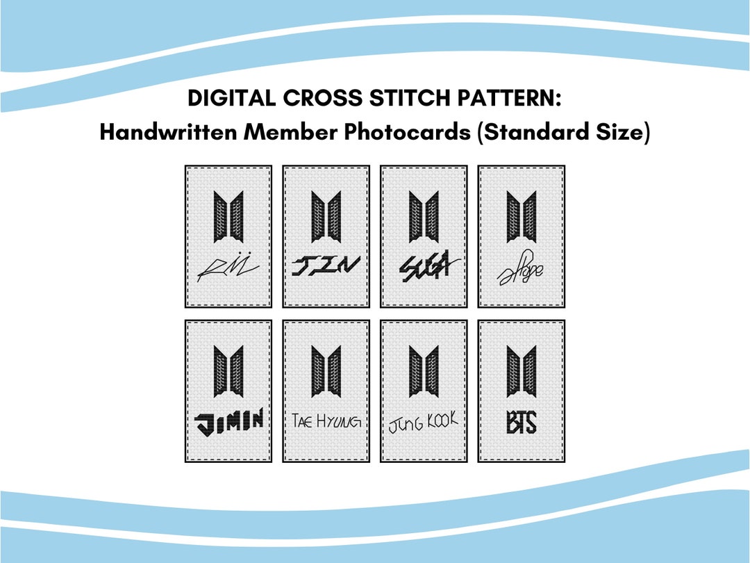 BTS Member Handwriting Photocard Cross Stitch Pattern | PDF Instant ...