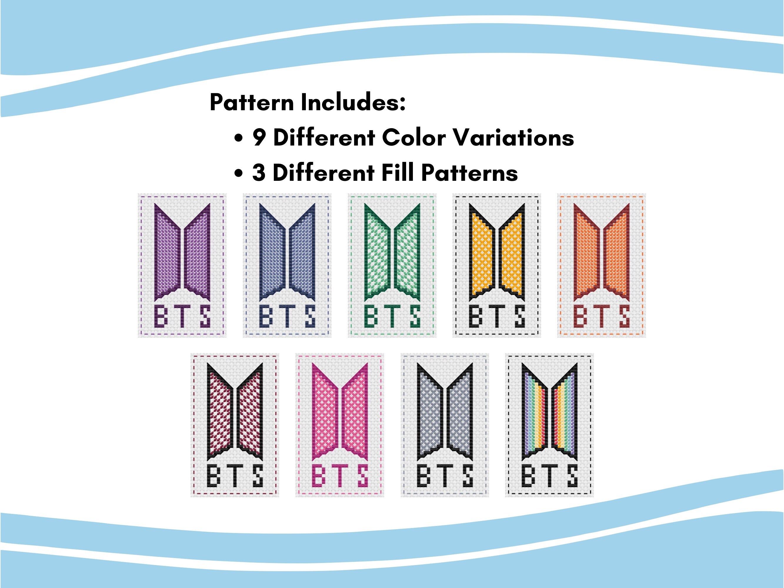 BTS Logo Photocard Cross Stitch Pattern | PDF Instant Download - Etsy UK