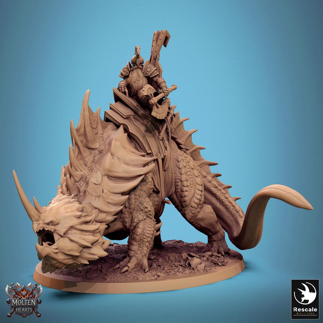 Dwarf Beast Rider Miniature, Saddled Creature NPC, 3D Printed Tabletop ...