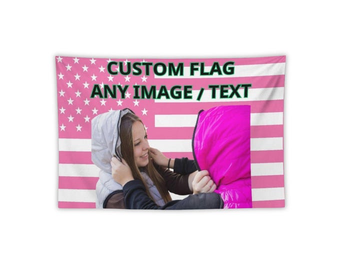 Custom Photo Pink American Flag Personalized Tapestry Design Your Image ...
