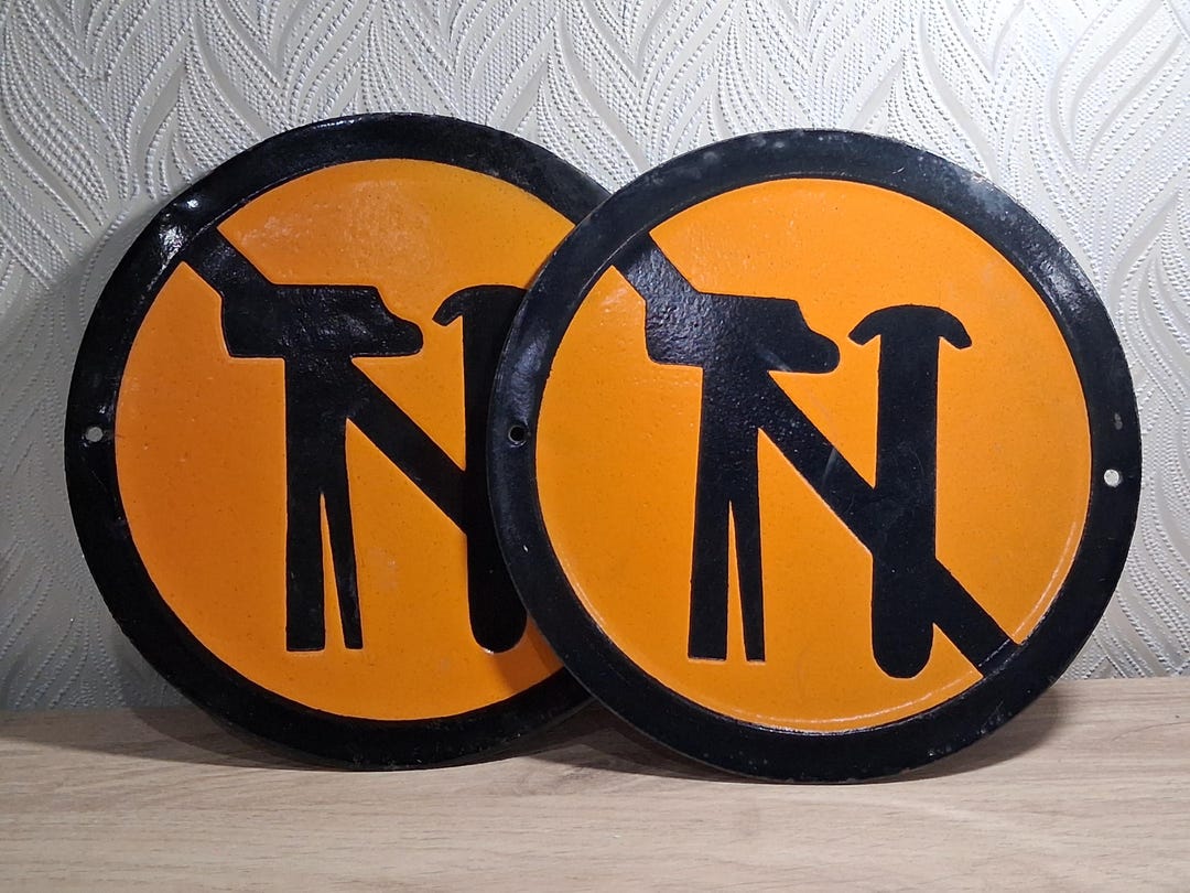 Vintage Industrial Porcelain Enamel Sign Forbidden Using Hammer ...