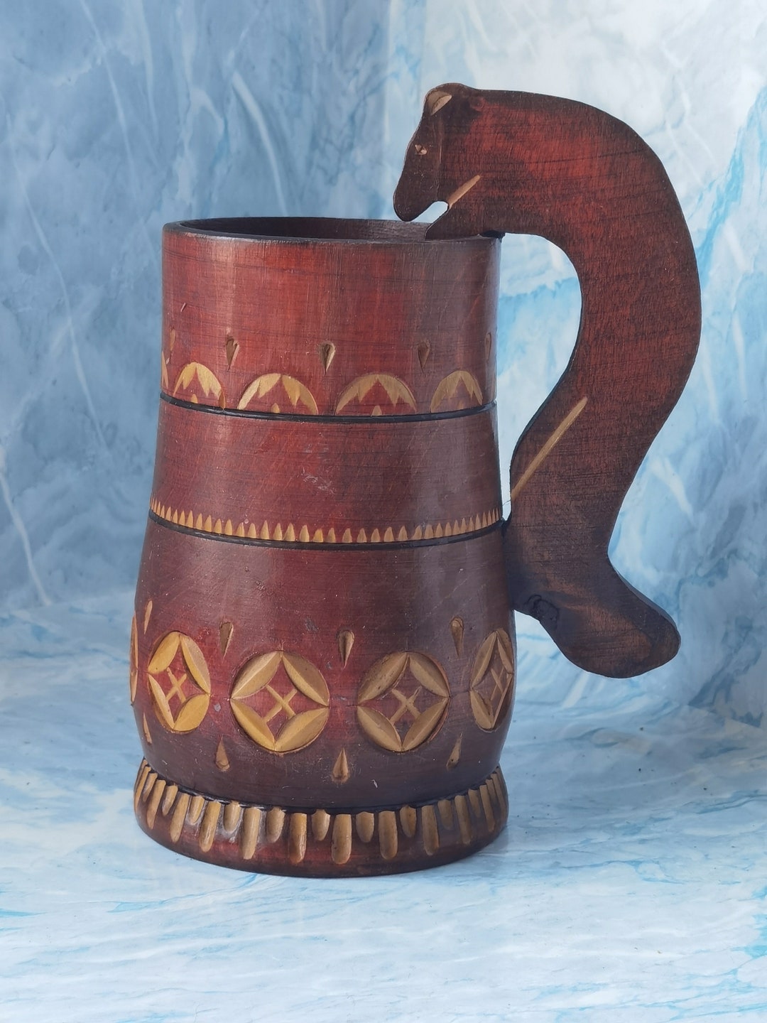 Wooden Beer Mug Wooden Stein Handmade Beer Stein Old Collectible Carved ...