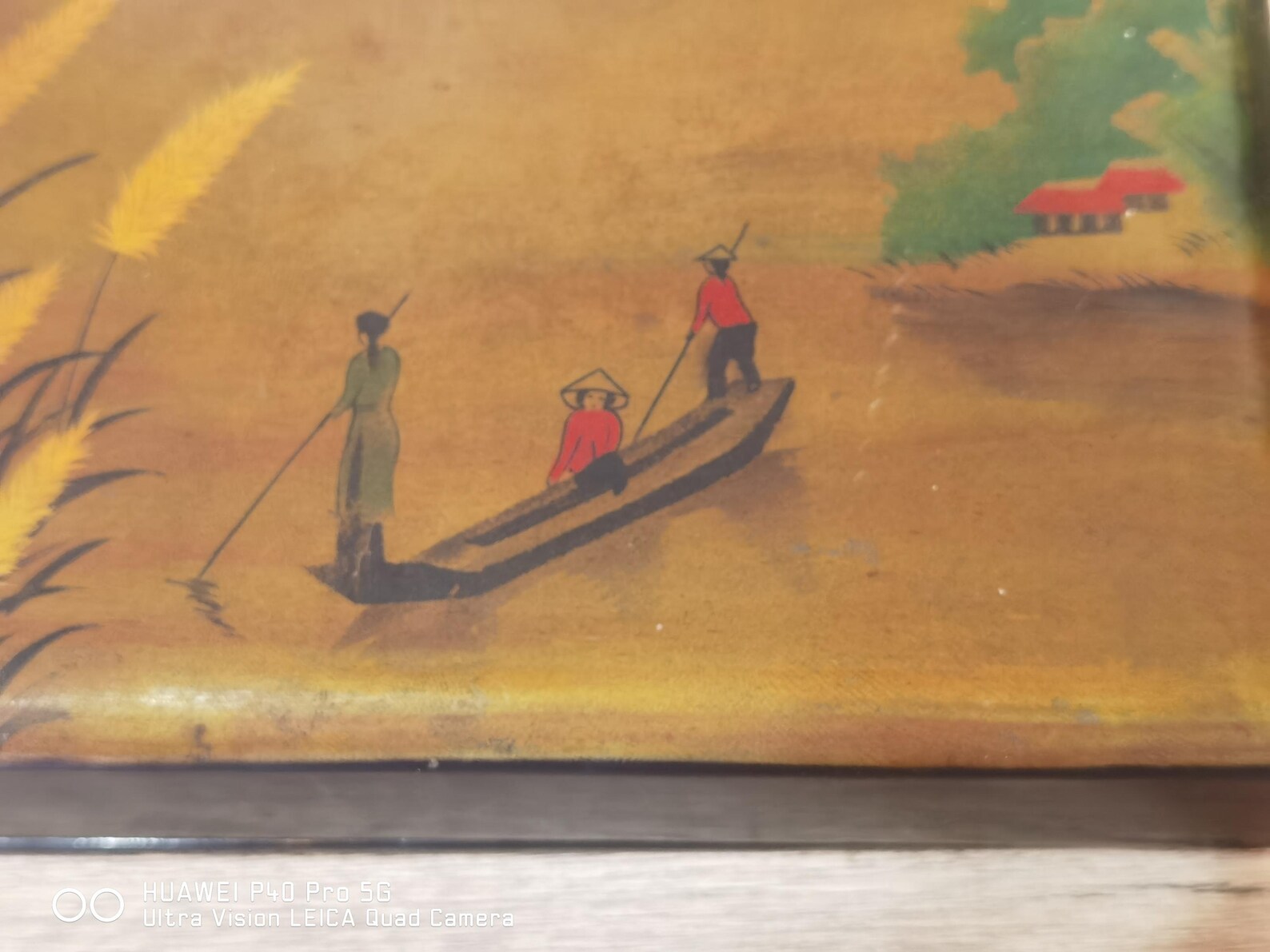 Vintage Wooden Hand Painted Jewelry Box Black Lacquer Vietnamese ...