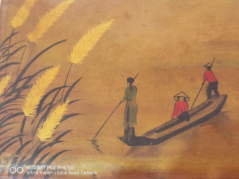 Vintage Wooden Hand Painted Jewelry Box Black Lacquer Vietnamese ...