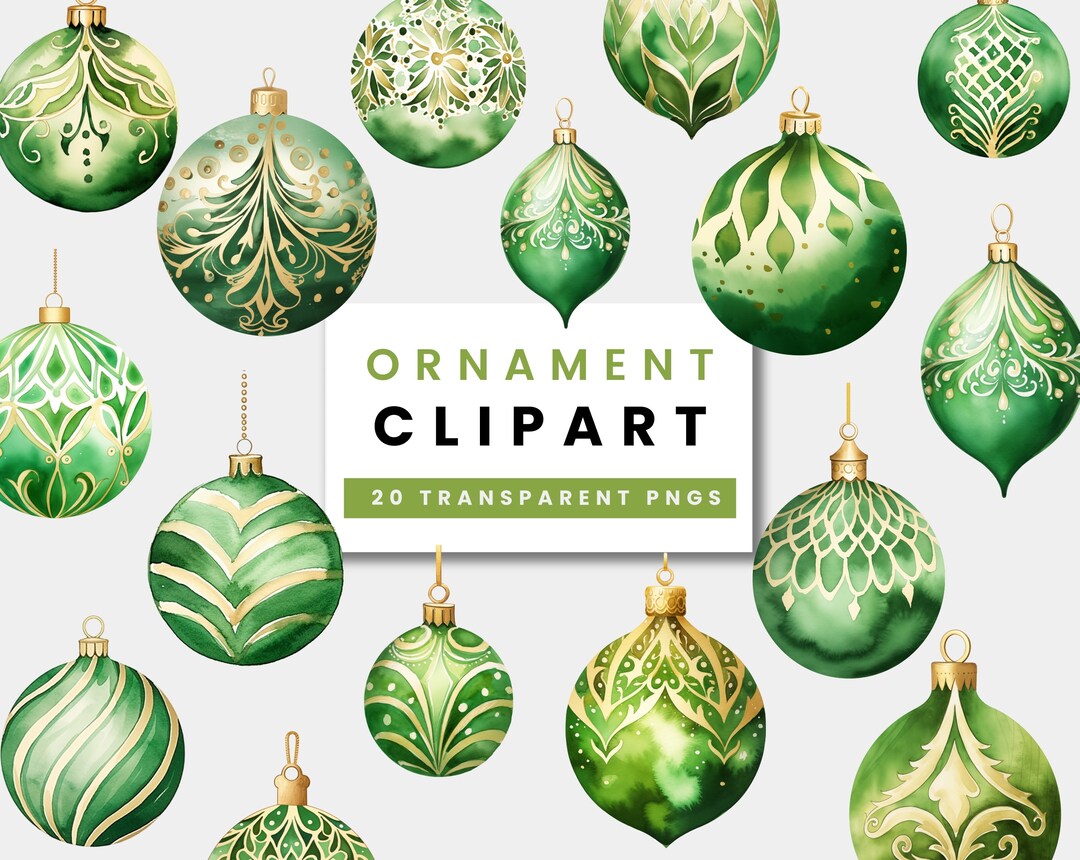 Green and Gold Ornament PNG Clipart, Dark Baubles, Christmas Clip Art ...