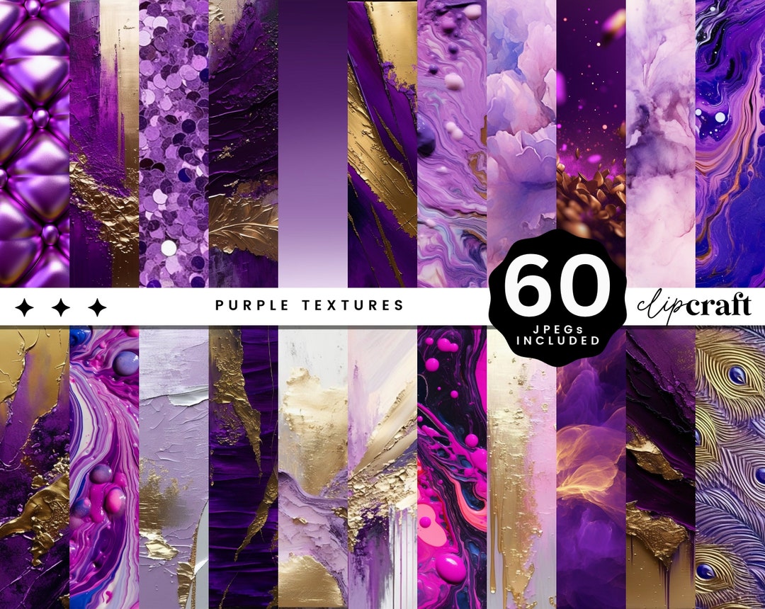 Purple and Gold Texture, Lilac Foil Digital Paper, Painted Textures ...