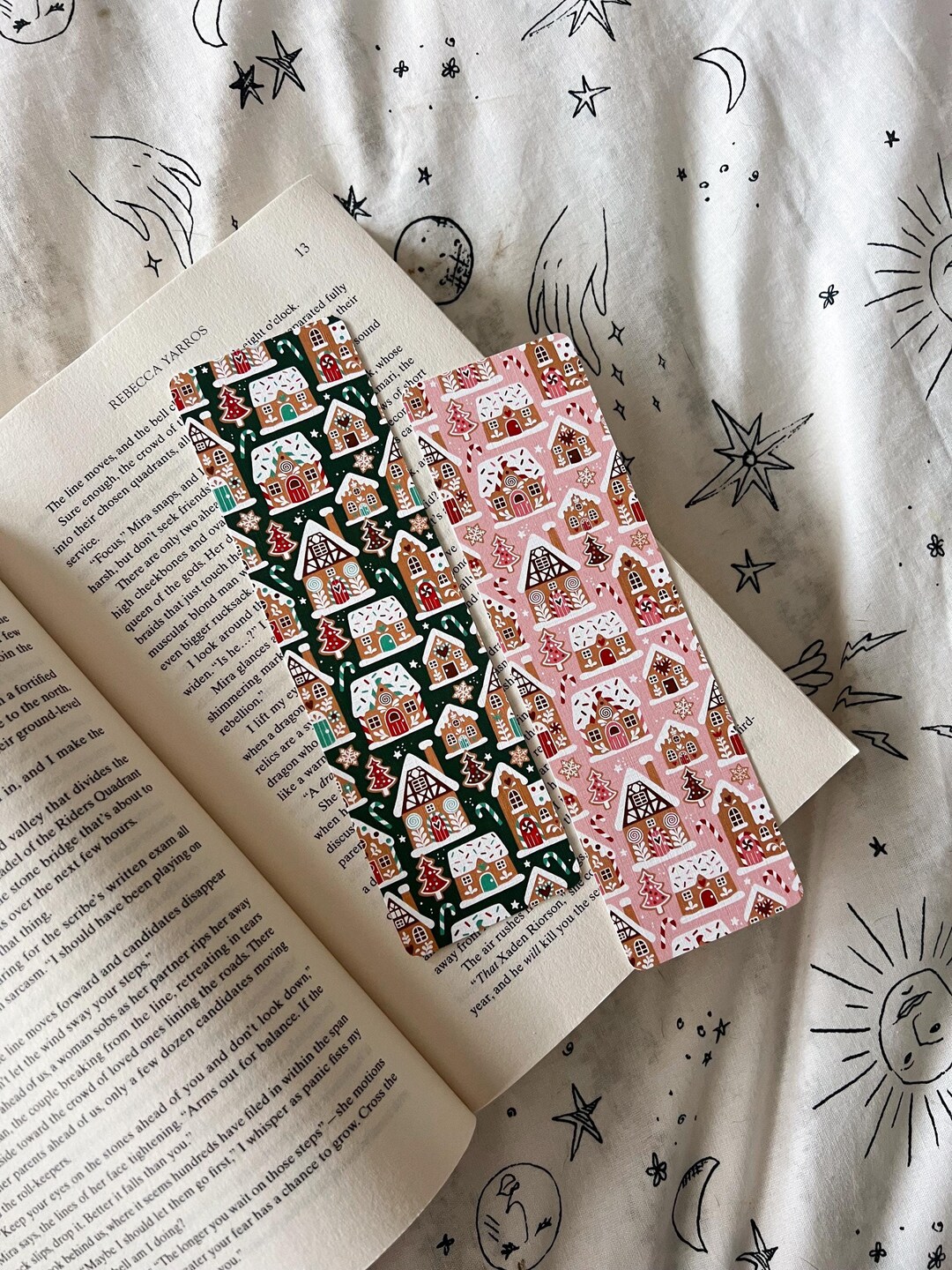 Christmas Festive Gingerbread House Bookmark - Sparkly - Cosy - Green ...