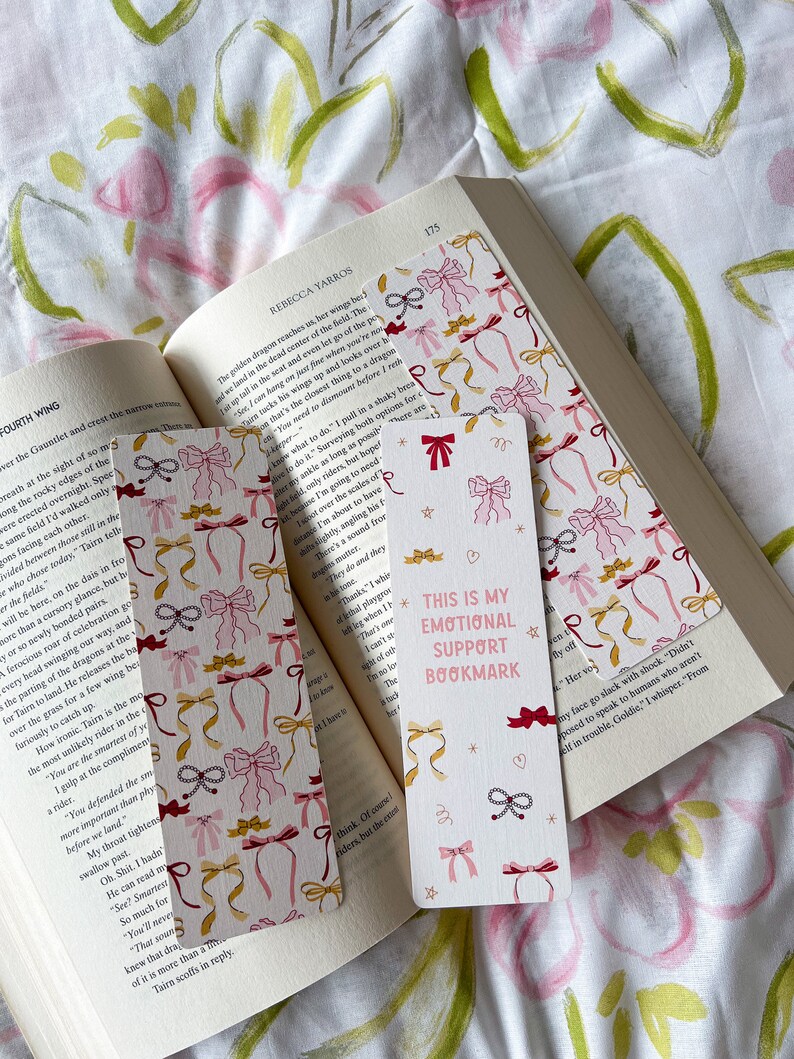 Bows + Emotional Support Bookmark - Girly and Coquette Style - Cute Duo ...