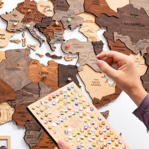 World Map Wall Art, Travel Map With Pins, Wall Decor for Home ...