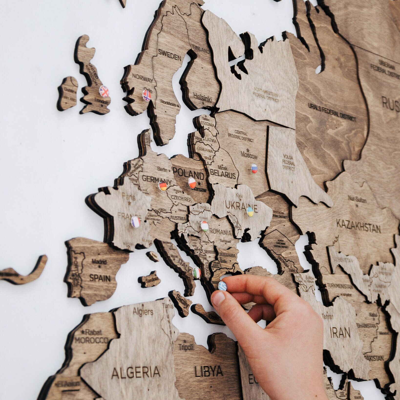 3D World Map, Living Room Decor, World Map Wall Art, Wooden World Map ...