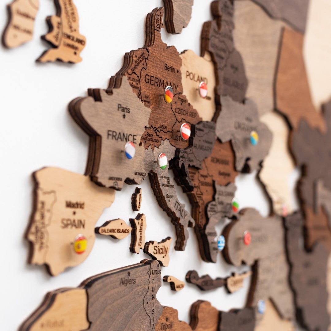 3D World Map Wall Art, Travel Map With Pins, Wall Decor, Apartment ...