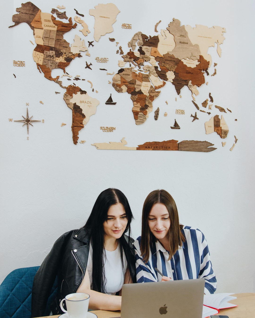 Wall World Map, Wooden Art, Home Office Decor, World Globe, Push Pin ...