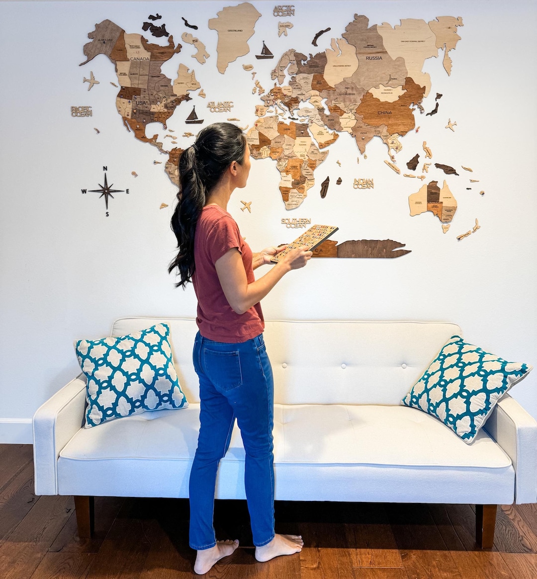 3d Wooden World Map, Push Pin Map, Where I Have Traveled Map, Family ...