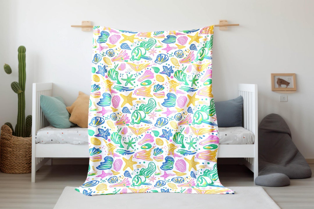 Mermaidcore Seashell Blanket, Ocean Keepsake Blanket, Summer Vibe Baby ...