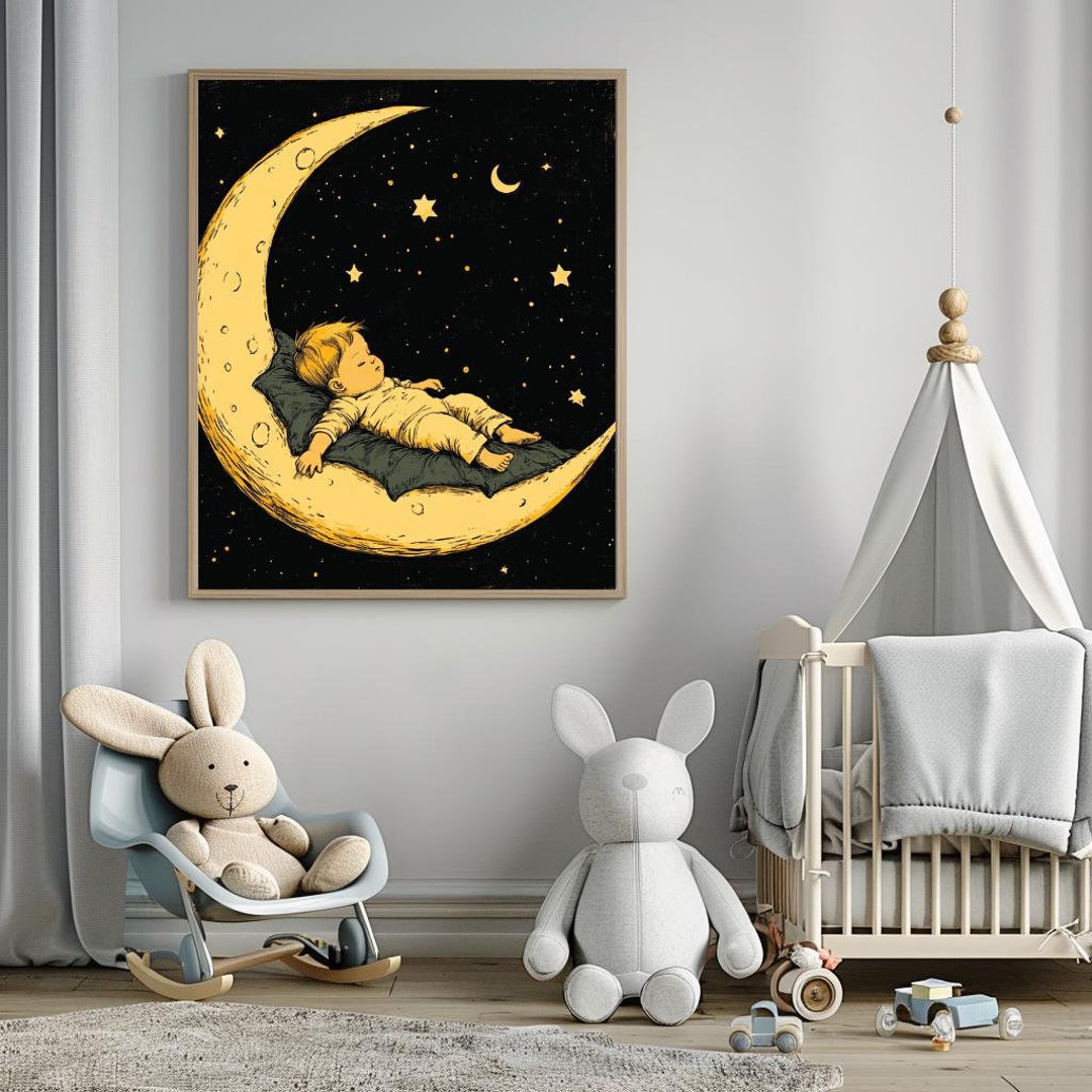 Kids Moon Wall Art, Childrens Kids Wall Art, Bestfriend Brother Gift ...