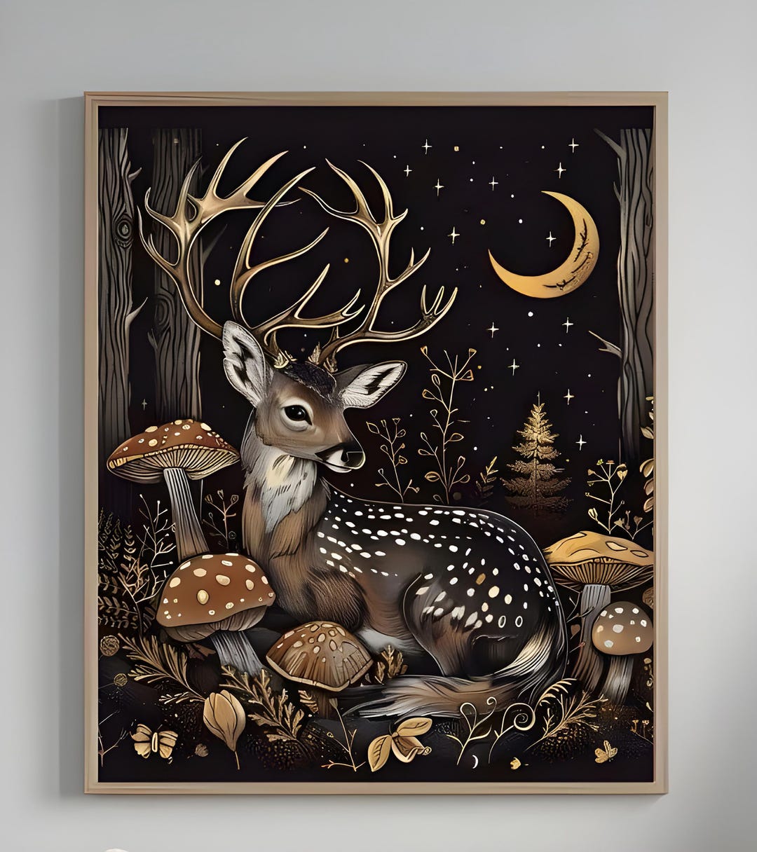 Dark Academia Woodland Art, Deer Animal Wall Decor, Vintage Nursery ...