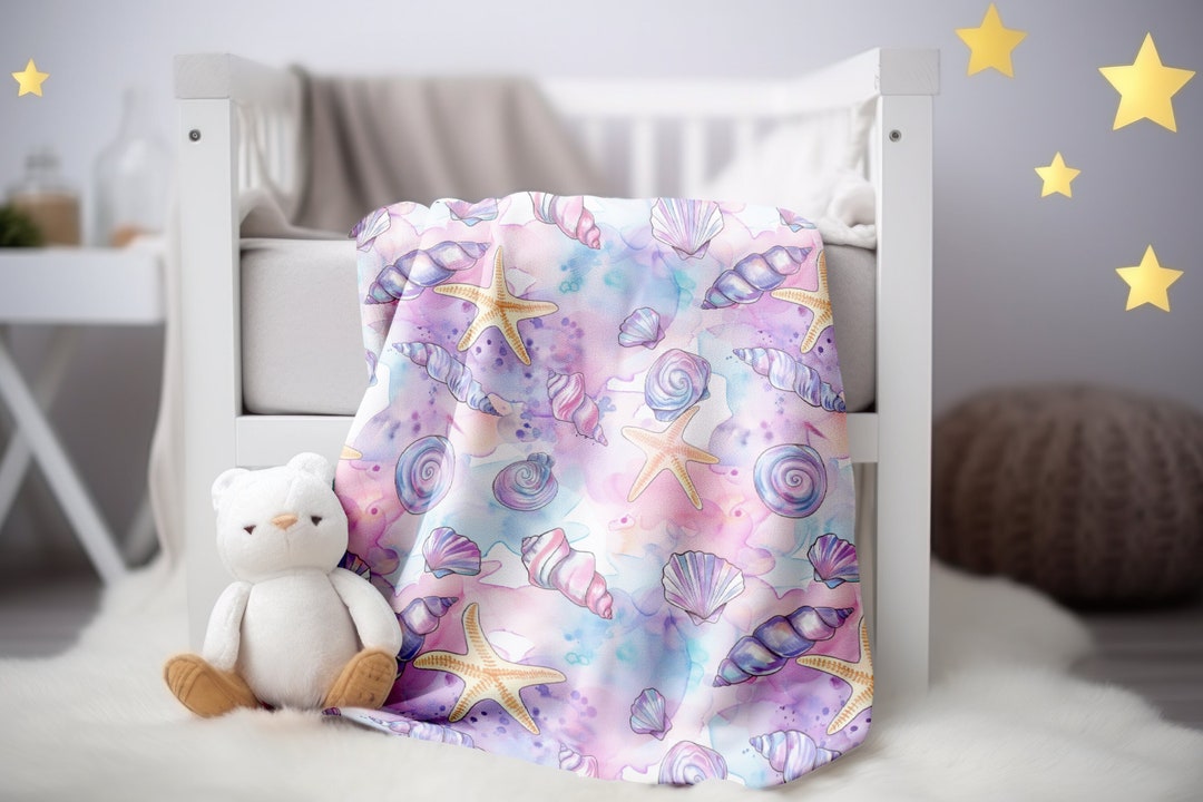 Sea Shells Baby Blanket, Starfish Blanket, Ocean Keepsake Blanket ...