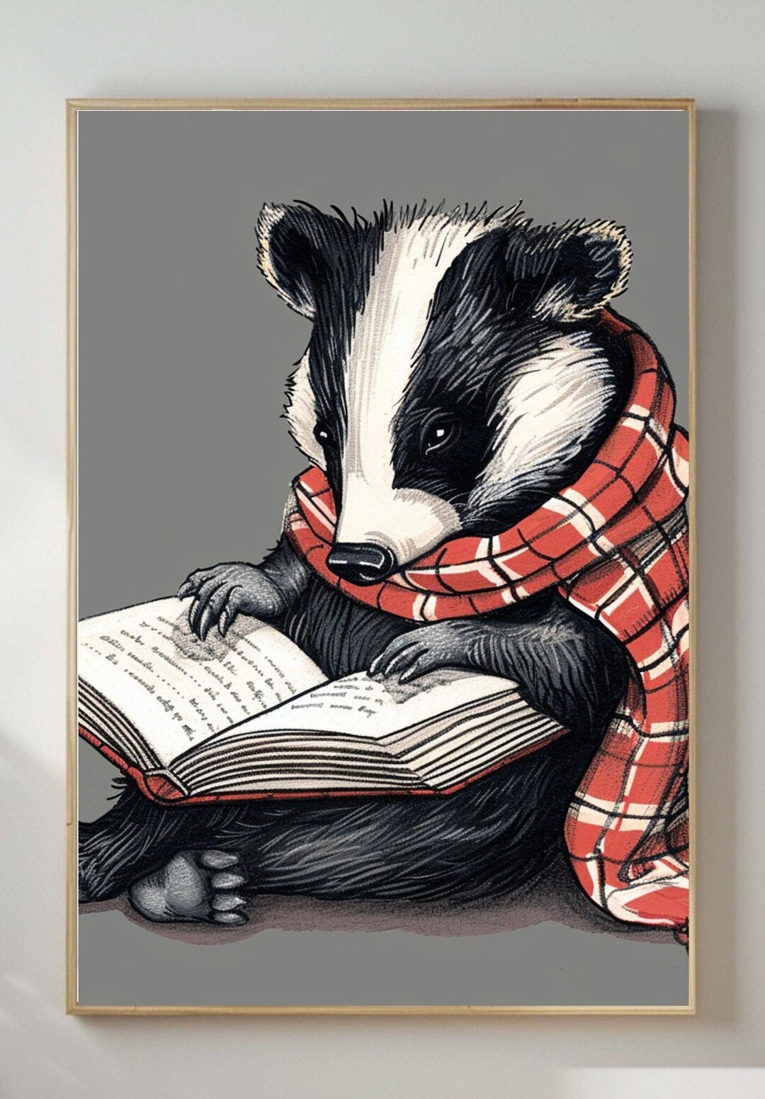 Whimsical Badger Illustration Kids Print Gift, Nursery Room Decor ...