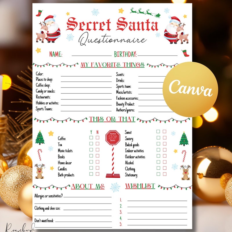 Editable Canva Secret Santa - Etsy