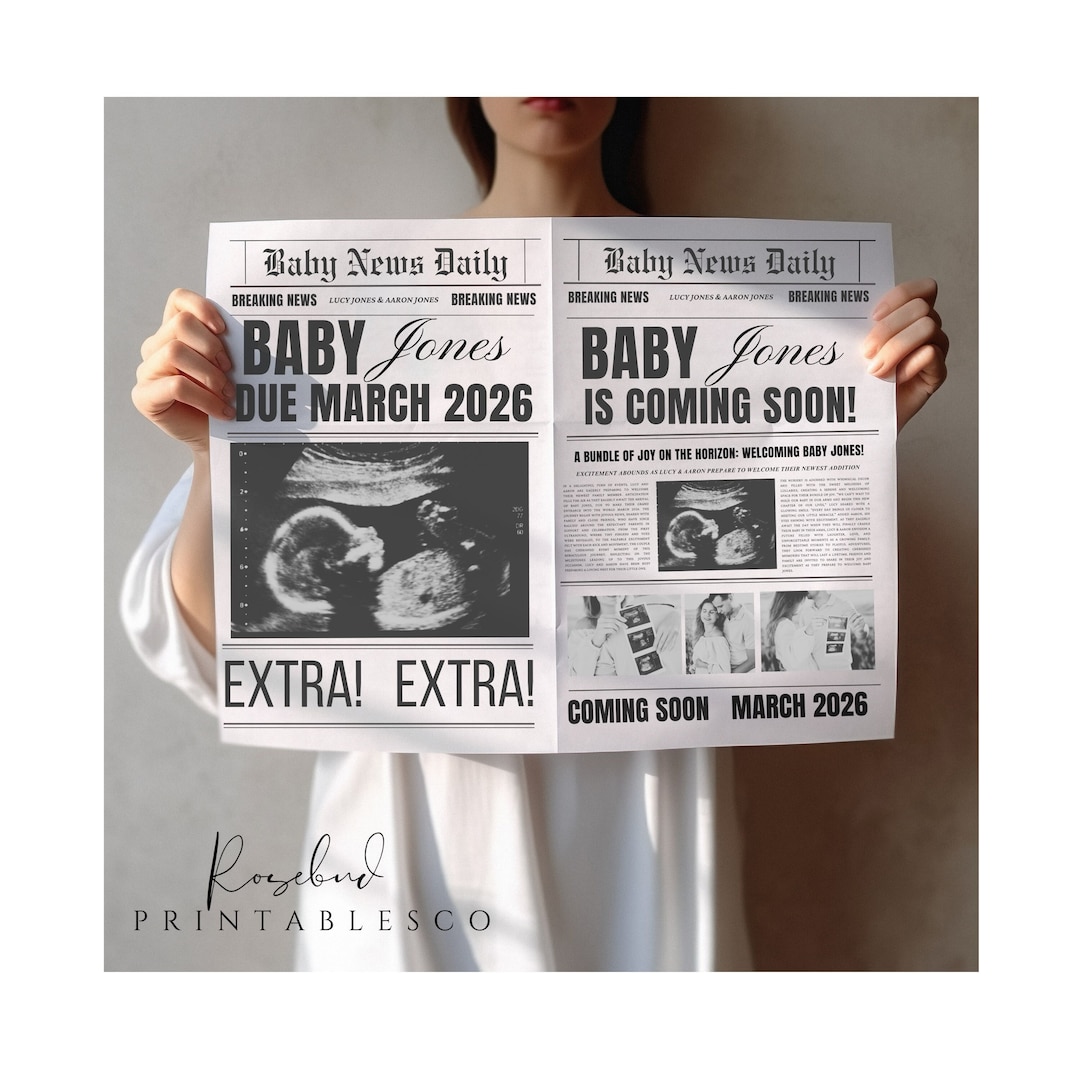 Newspaper Pregnancy Announcement Large Newspaper Baby Announcement ...