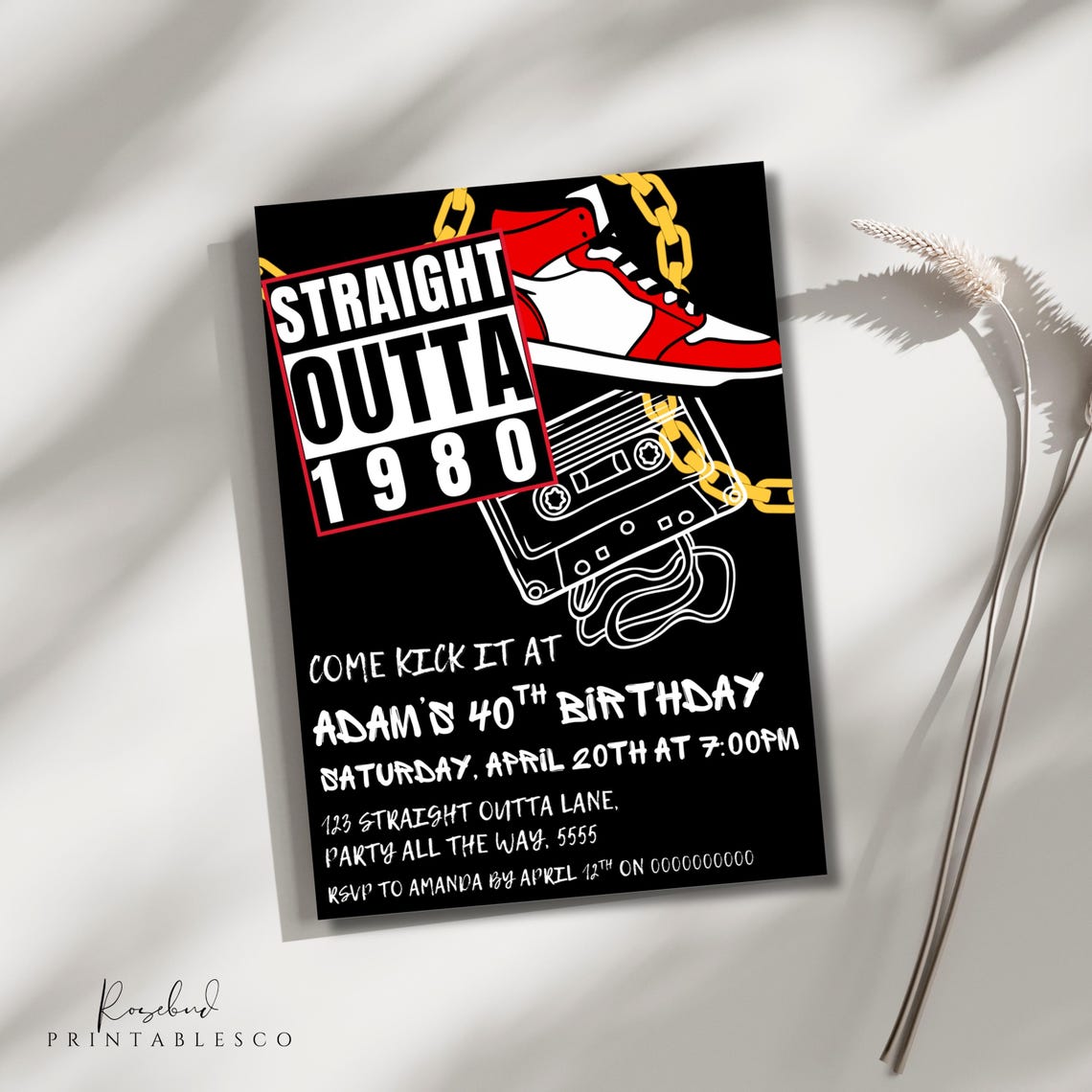 Editable Invite Hip Hop Party, Any Age Man Birthday Invite, Adult ...