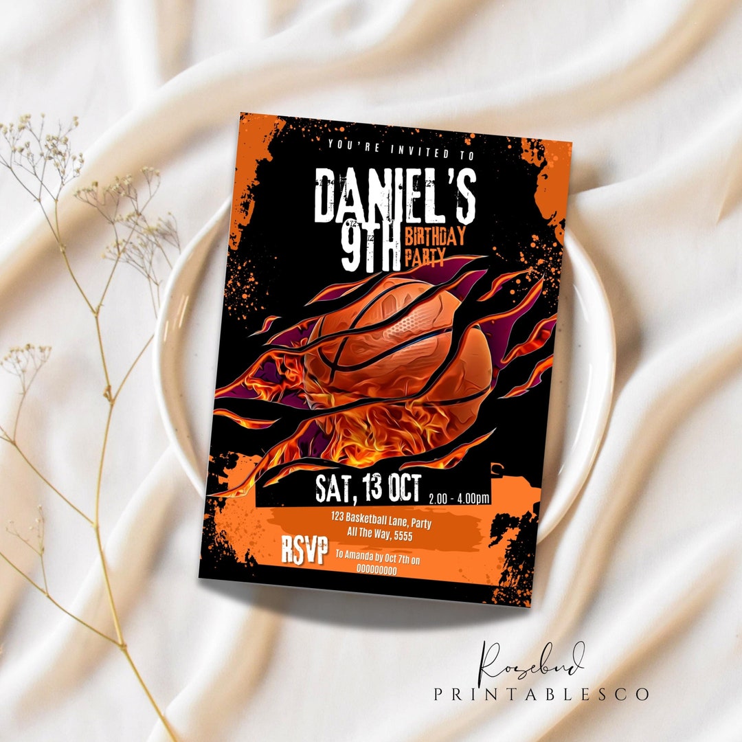 Editable Basketball Invitation, Basketball Birthday Invite, Boys Girls ...