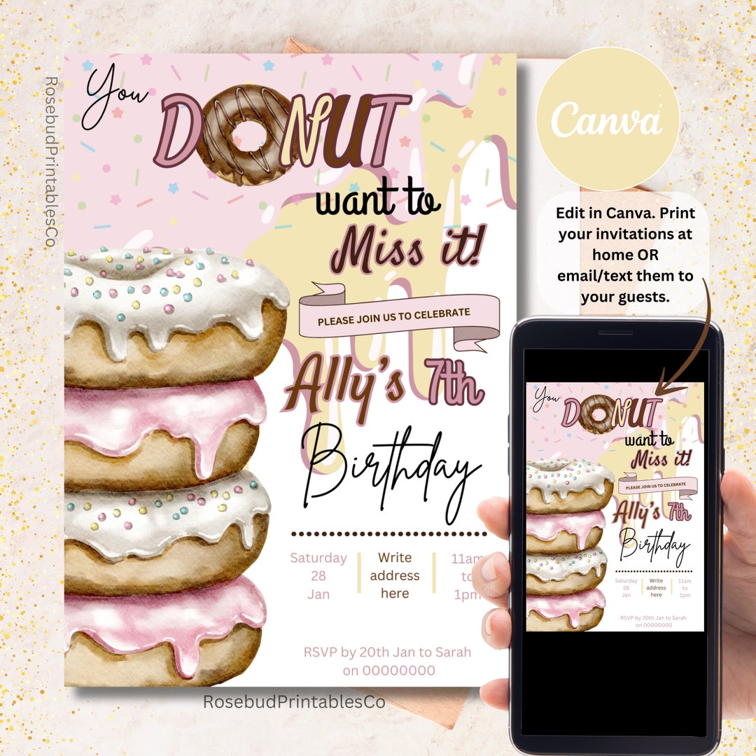 Donut Invitation You Donut Want to Miss It Birthday Invite Sweets and ...