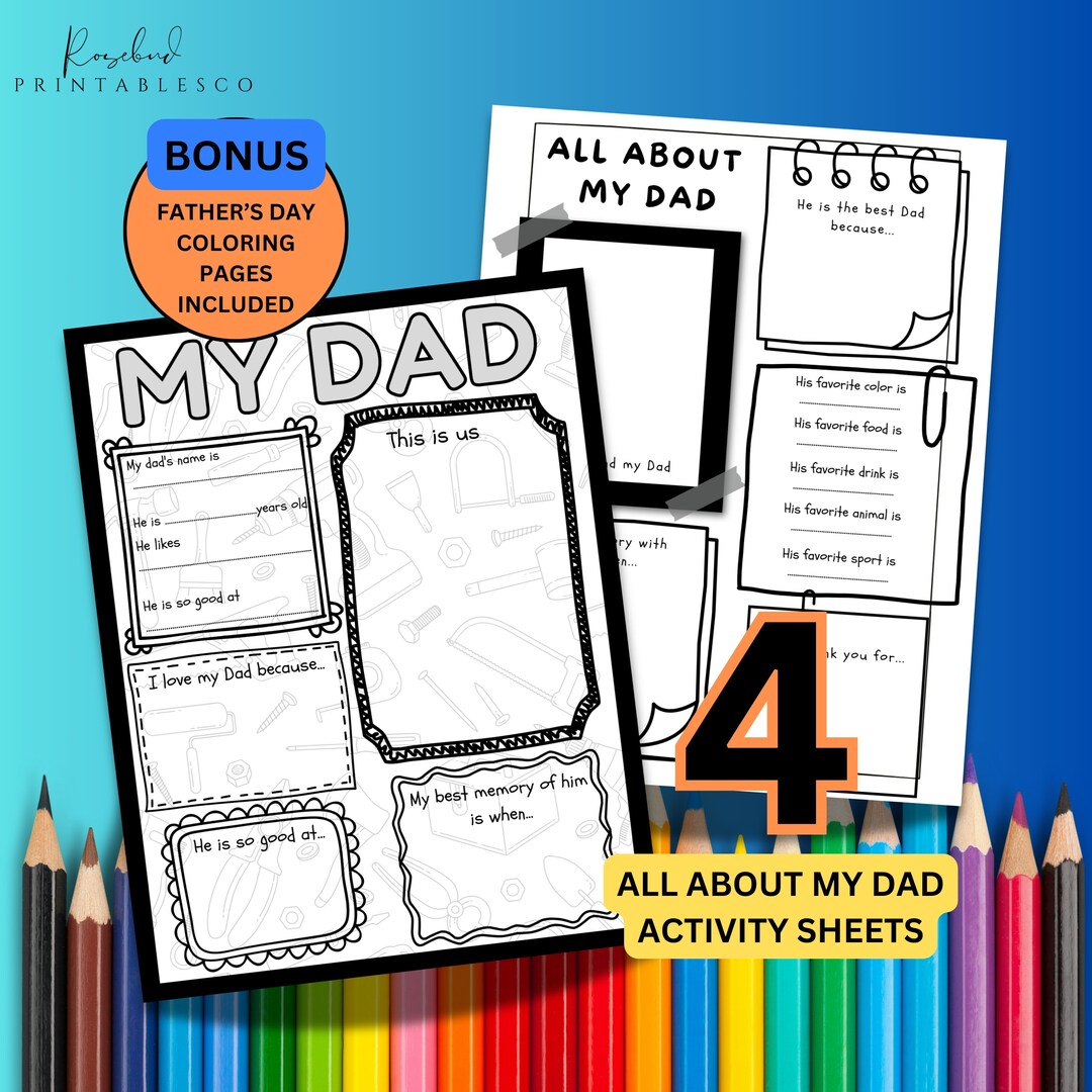 Todo sobre mi papá Imprimible para niños Día del padre Imprimible Todo ...