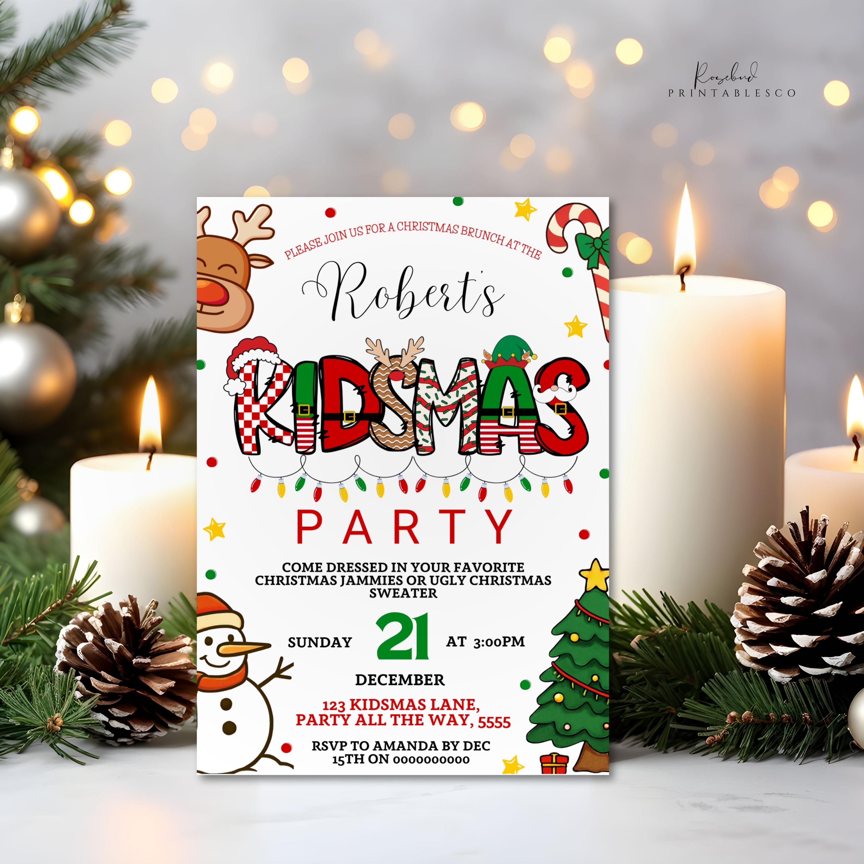 Editable Kidsmas Christmas Invitation, Children's Holiday Party Invite ...