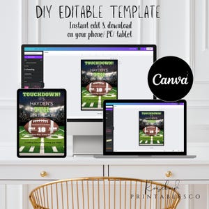 Football Invitation Football Birthday Invitation Sports Party Invite Football Game American ...