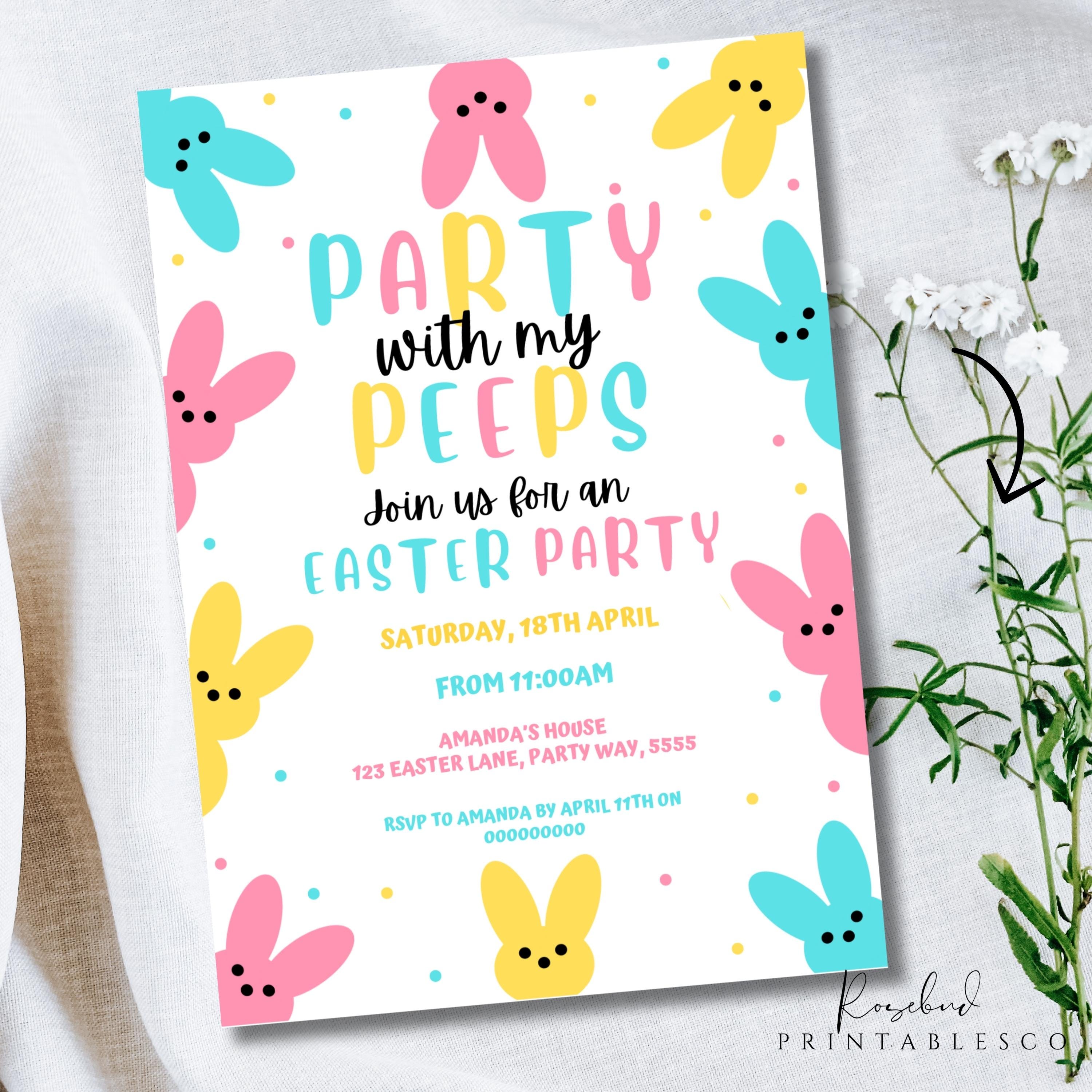 Easter Egg Hunt Invitation, Party With My Peeps Invite, Easter Bunny ...