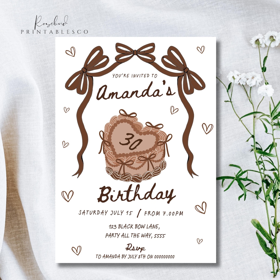 Retro Cake Birthday Invitation 30th Birthday Invite Vintage 21st Retro ...