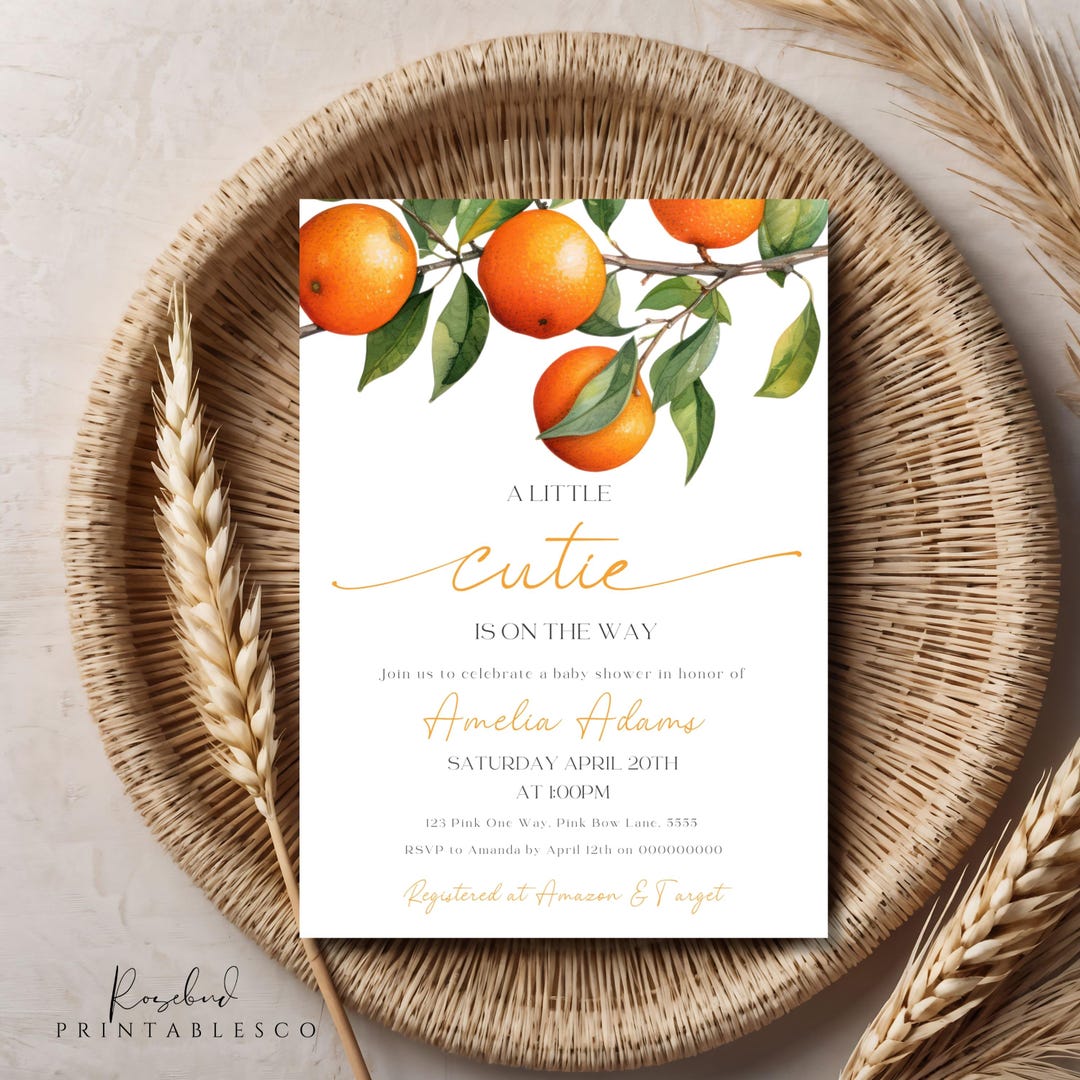 Editable Citrus Baby Shower Invitation, Oranges Baby Shower Invite ...