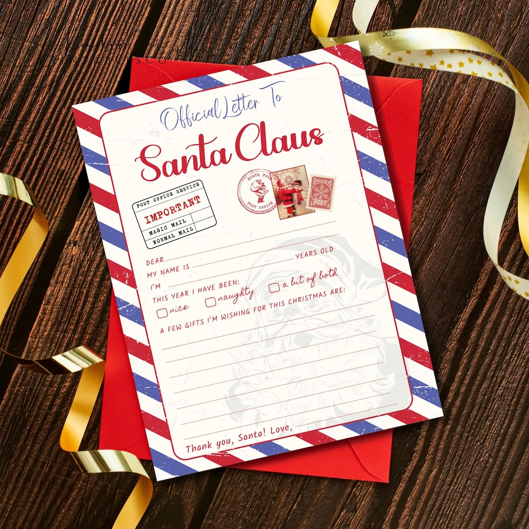 Letter to Santa Printable Santa Wish List Letters Christmas Letter Easy ...