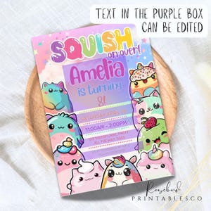 Squish on Over Birthday Invite, Squish Birthday Party Printable ...