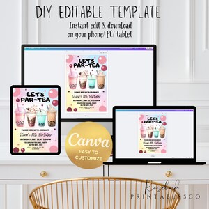 Boba Tea Birthday Invitation Template, Par-tea Invitation, Boba ...