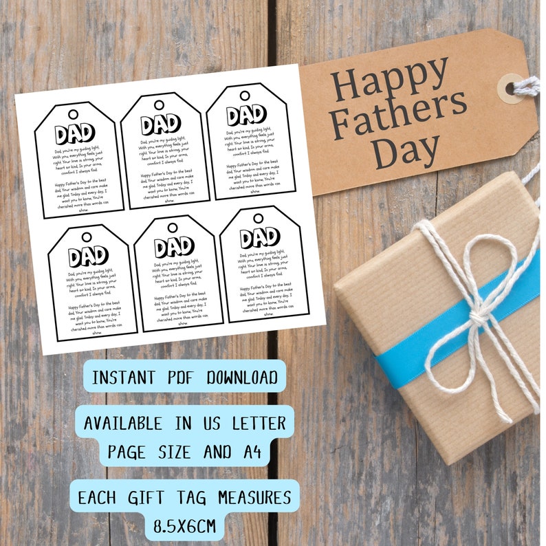 Father's Day Gift Tag Printable Modern Minimalist Favor Tag for Dad ...