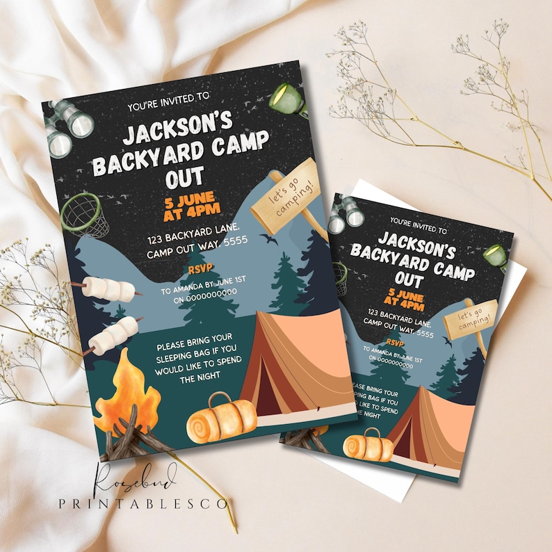Camping Birthday Invitation Camping Party Invitation Camp Out Under the ...