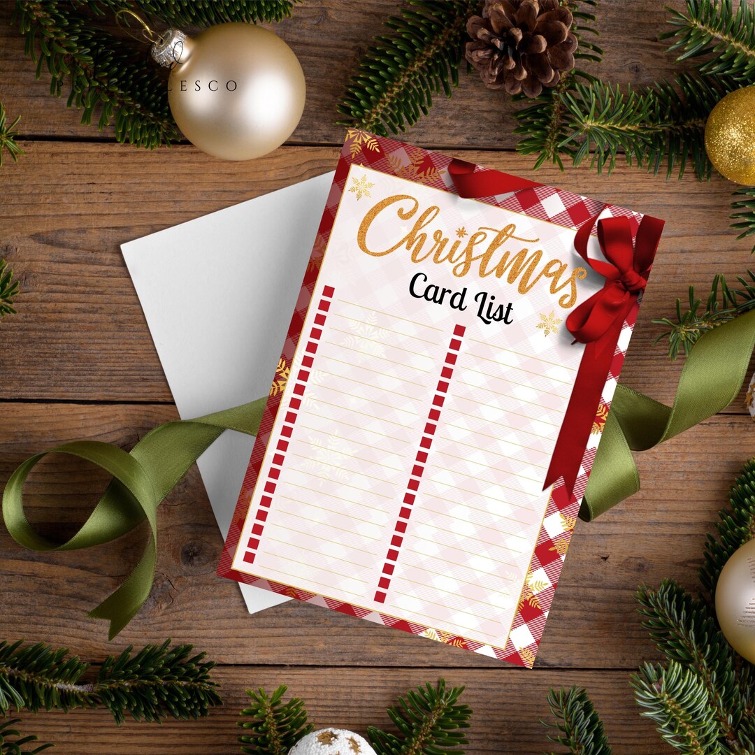 Christmas Card Planner Christmas Card List Christmas Card Checklist ...