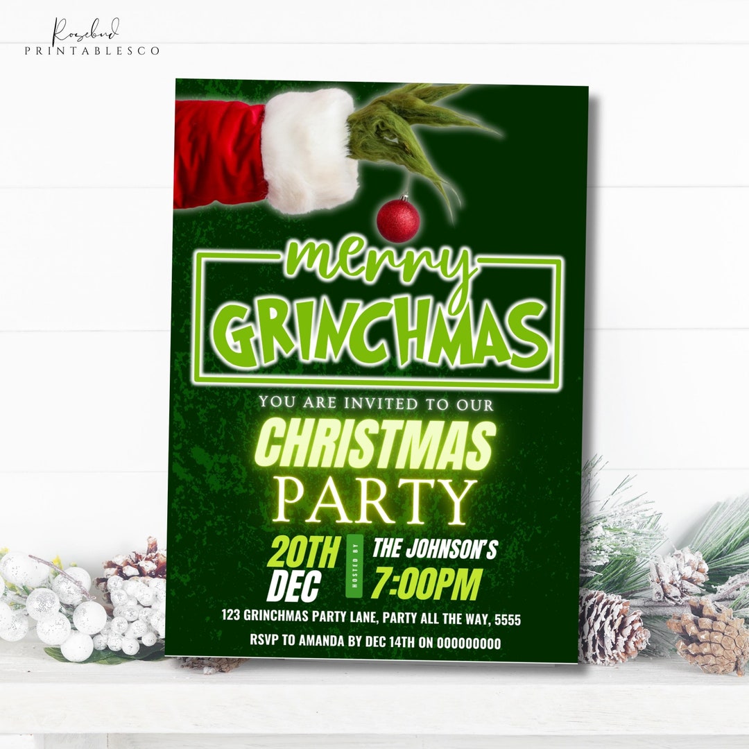 Grinch Party Invitation Grinch Invitation Christmas Invite Grinchmas ...