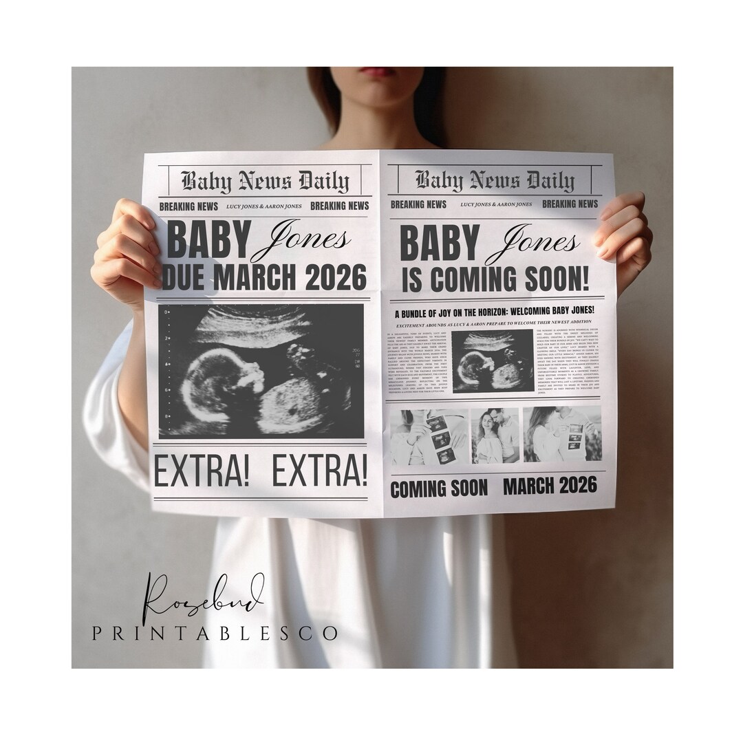 Newspaper Pregnancy Announcement Large Newspaper Baby Announcement ...