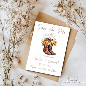Save the Date Western Invitation Floral Cowboy Boots Save the Date ...